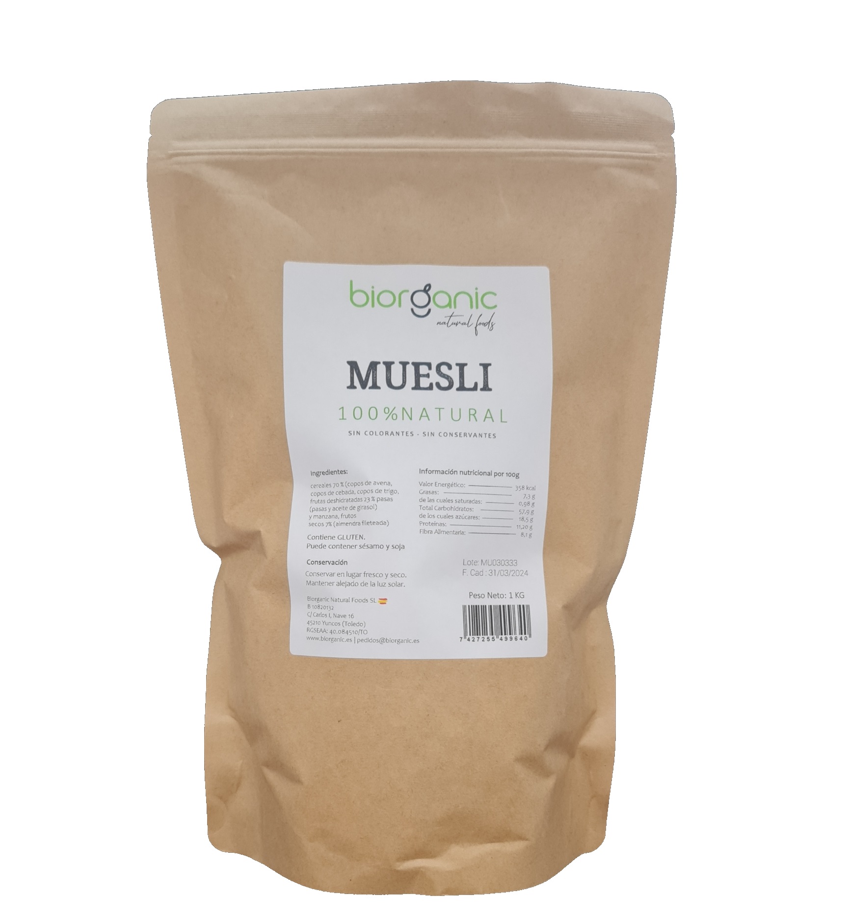 Muesli 100% natural, 1kg - Biorganic - Biorganic